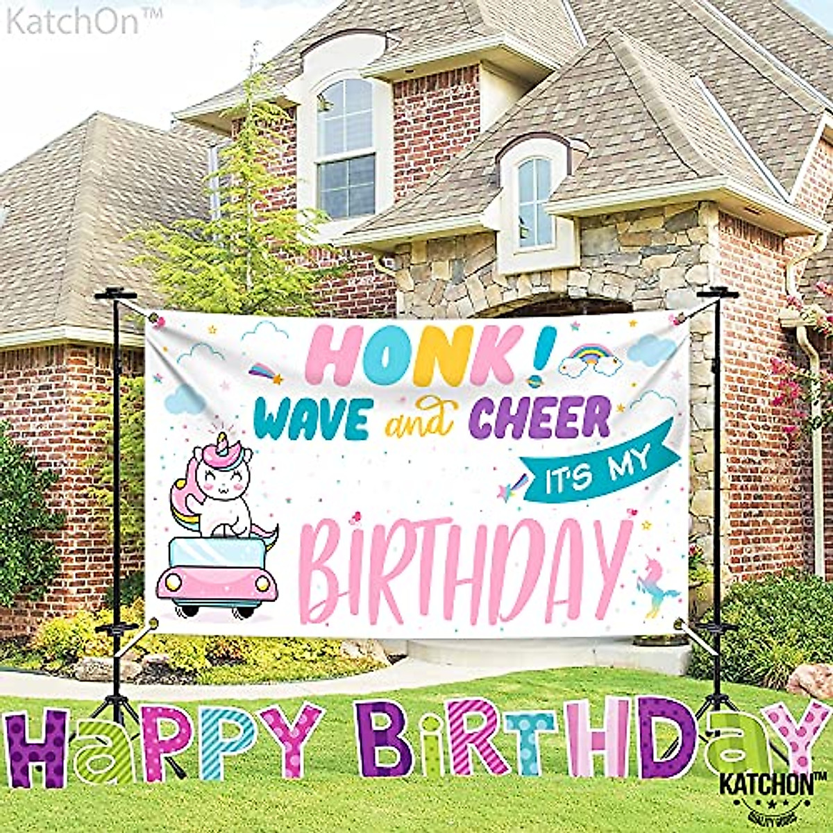 Unicorn Honk Its My Birthday Yard Sign - Big 72x40 Inch Honk Wave and Cheer Birthday Banner | Unicorn Birthday Banner Quarantine Drive By Birthday Decorations | Unicorn Birthday Decorations for Girls