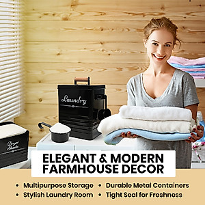 Farmhouse Metal Detergent Laundry Pods Container with Dryer Pod Sheet Holder for Laundry Room Organization and Storage with Scoop, Laundry Room Decor, Holds over 200 Laundry Pods and 300 Dryer Sheets