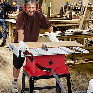 Table Saw, 10In Portable Table Saw 1800W, Cutting Speed Up to 5000RPM, 90°Cross Cut & 0-45°Cutting, Adjustable Blade Height for Woodworking, DIY Working
