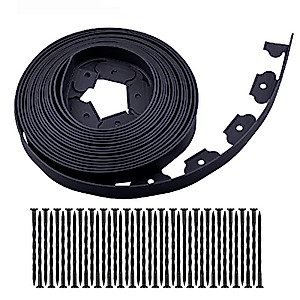 No Dig Landscape Edging，40ft Landscape Edging with 40 Stakes for Lawn,Flower Garden,Grass,The Yard,Lawn Edging 2 Inch Tall(Black, 40FT)