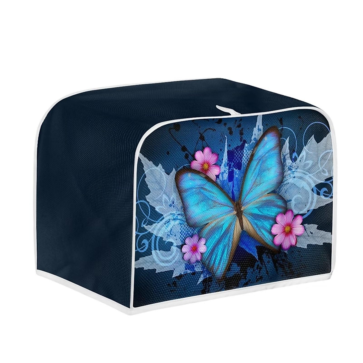 Uasibuni Blue Butterfly 4 Slice Toaster Cover with Top Handle,Kitchen Bakeware Protector,Universal Kitchen Toaster Cover Washable