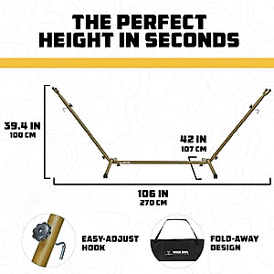 Wise Owl Outfitters Hammock Stand - 106 x 42 Inch Portable, Collapsible Stand for Outdoor Hammock - 440 Pound Capacity Frame and Carry Bag Included