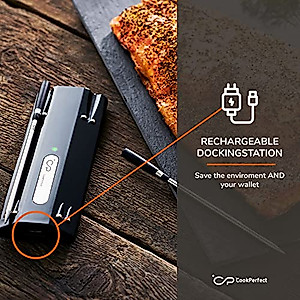 CookPerfect Pro | Unlimited Range | WiFi & Bluetooth Meat Thermometer | Wireless Meat Thermometer for Grilling and Smoking | for The Oven, Grill, Kitchen, BBQ, Smoker, Rotisserie (1 Probe Included)