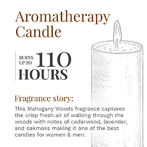 Candle-lite Scented Candles, Mahogany Woods Fragrance, One 18 oz. Single-Wick Aromatherapy Candle with 110 Hours of Burn Time, Brown Color