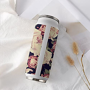 Stainless Steel Mug Roses Watercolor Thermos Cup Double Wall Vacuum Travel Mug With Lids Straw 17oz