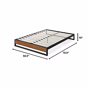 ZINUS GOOD DESIGN Award Winner Suzanne 10 Inch Bamboo and Metal Platforma Bed Frame / No Box Spring Needed / Wood Slat Support, Chestnut Brown, Queen