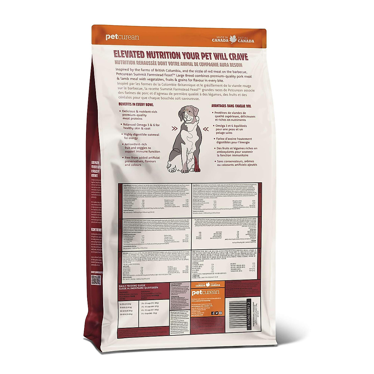 Petcurean Summit Farmstead Feast, Dry Dog Food, Pork Meal and Lamb Meal Large Breed Adult Recipe with Grains, 25 lb Bag