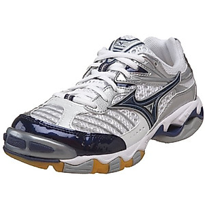 Mizuno Women's Wave Lightning 6 Volleyball Shoe, White/Navy