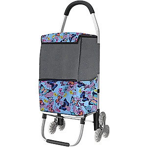 TYUAN Shopping Cart | 6 Wheel Market Cart - 3 Wheels on Each Side | 2 in 1 Foldable Market Stroller and Hand Truck | Staircase Shopping Cart, 60 L,C