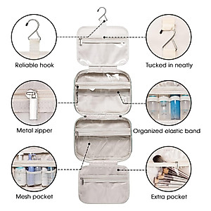 Narwey Hanging Toiletry Bag for Women Travel Makeup Bag Organizer Toiletries Bag for Travel Size Essentials Accessories Cosmetics (Mint Green (Medium))