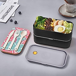 Pink Blue Citrus Slices Adult Lunch Box, Bento Box, With Cutlery Set Of 3, 2 Compartments, Rectangular, Lunch Box For Adults