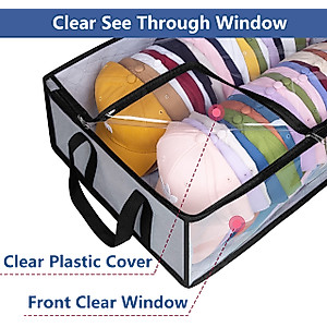 AOODA Hat Storage for Baseball Caps Organizer, Large Holds up to 40 Hats Wide Hat Organizer for Closet Cap Holder, Grey