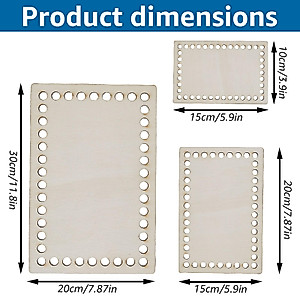 UKQRRTC 6Pcs Wooden Basket Bottom 3 Sizes Crochet Basket Base DIY Crochet Basket Bottom Multifunctional Crochet Bag Bottom Crochet Basket Wood Base for DIY Basket Handbag (Rectangle)