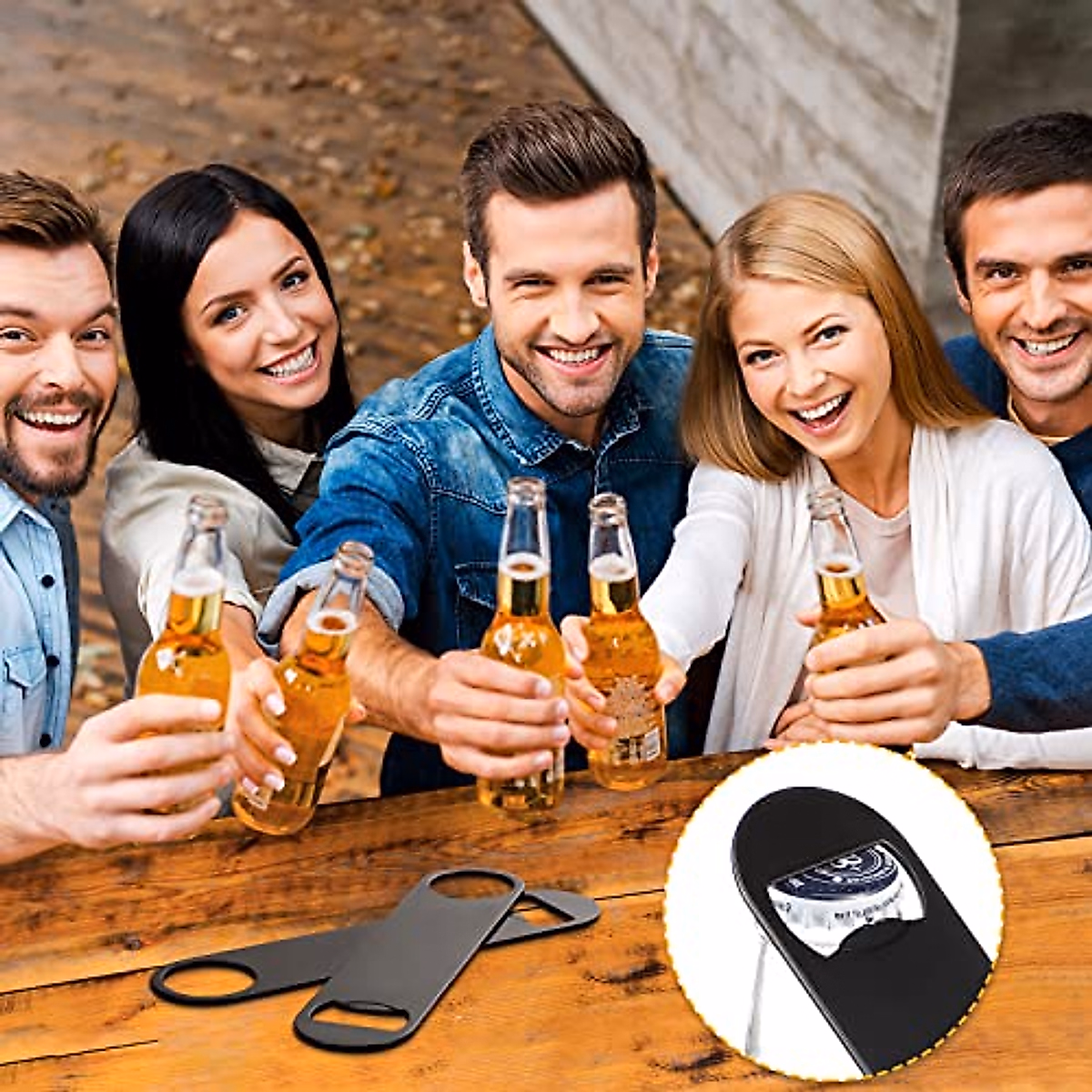 Pack of 20 Flat Bottle Opener Stainless Steel Beer Openers Sublimation Bottle Opener Blanks Heavy Duty Bar Funny Bartender Bottle Opener for Men Women Kitchen Party Supplies, 7 Inch (Black)