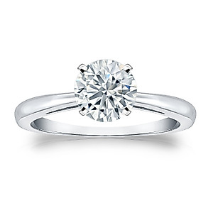 Diamond Wish 1/3 Carat Round Diamond Solitaire Engagement Ring in 14k White Gold (H-I, I1-I2, cttw) 4-Prong Set Size 7.5