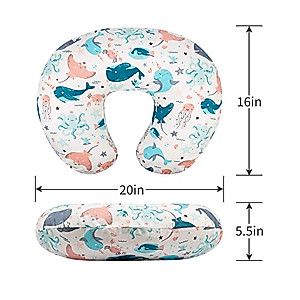 babygoal Nursing Pillow Covers Slipcovers for Breastfeeding Moms,Organic Woven Cotton,20x16x5.5in Maternity Breastfeeding Newborn Infant Feeding Cushion Cover,2 Pack 2CUPW13-B