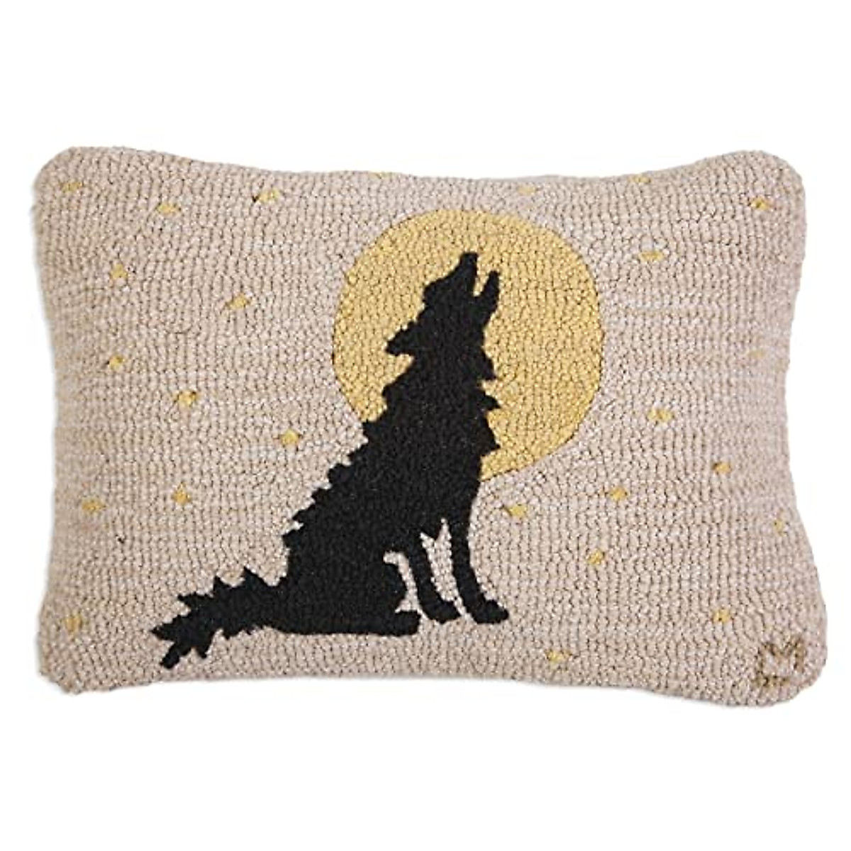 Chandler 4 Corners Artist-Designed Coyote Moon Hand-Hooked Wool Decorative Throw Pillow (14” x 20”) Wildlife Pillow for Couches & Beds - Easy Care, Low Maintenance Nature, Wilderness, Coyote Pillow