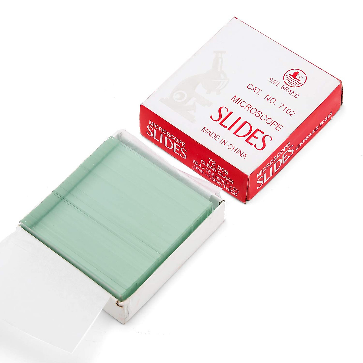Swift Microscope Slides Kit with 72 Pre-Cleaned Blank Slides and 100 Glass Coverslips, Ground Edges