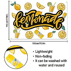 Lemonade Backdrop Banner Decor White – Lemon Party Theme Decorations for Lemonade Stand Birthday Supplies,Yellow