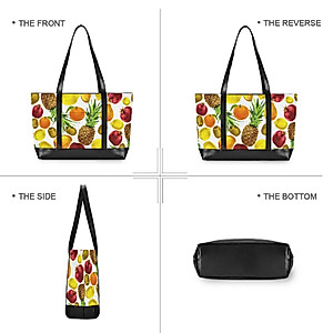 Watercolor Fruits Laptop Tote Bag for Women Work Travel Bag Canvas Teacher Tote Bags Handbags Purse with Fashion Zipper