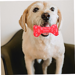 BESPORTBLE Christmas Dog Toy Christmas Dog Squeaky Toys Stuffed Colllar Shaped Dog Toys Squeaky Pet Toy Bite Toy for Pet Dog Dental Chew Toys Interactive Dogs Toy Bone Chewing Toy Red Plush