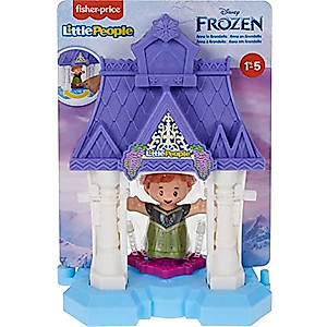 Fisher-Price Little People Toddler Toy Disney Frozen Anna in Arendelle Portable Playset with Figure for Ages 18+ Months