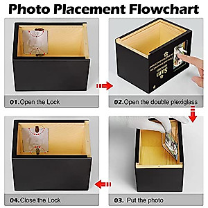 Custom Pet Urns for Dogs Ashes, Wood Personalized Cat Dogs Urns [Unique], Photo Box Pet Cremation Urn, Memorial Urns for Ashes with Delicate, Keepsake Pet Urns for Cat Dogs Ashes(Black)