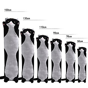 WUYU Lovely Plush Cat Doll Cute Cartoon Soft Stuffed Kitten Pillow Long Throw Sleeping Pillow Doll Toy Gift for Kids Girlfriend Multiple Size (Black, 50cm/19.6in)