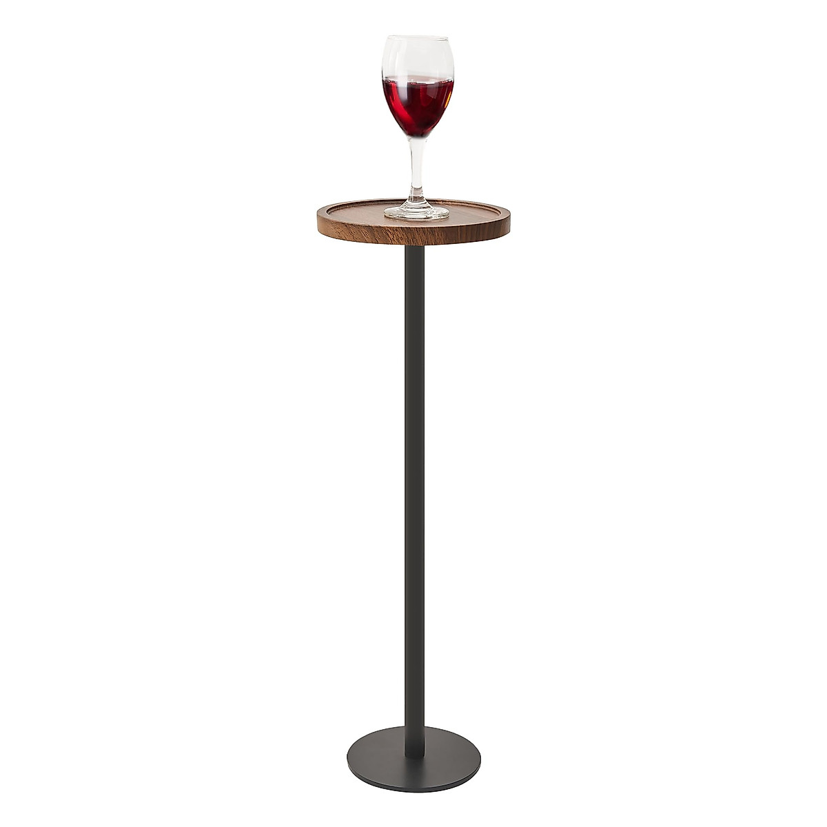 KJGKK Drink Table, Small Pedestal Side Table, Round Cocktail Table, Accent End Table with Metal Base, for Small Spaces, Brown & Black