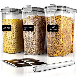 Simply Gourmet Food Storage Containers for Kitchen Organization - Pack of 7 BPA-Free Airtight Organizers for Flour, Sugar, Coffee & More - Includes Labels & Marker