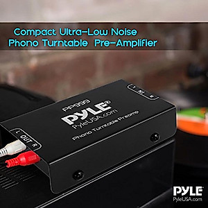 Pyle Phono Turntable Preamp - Mini Electronic Audio Stereo Phonograph Preamplifier with RCA Input, RCA Output & Low Noise Operation Powered by 12 Volt DC Adapter - PP999 , Black