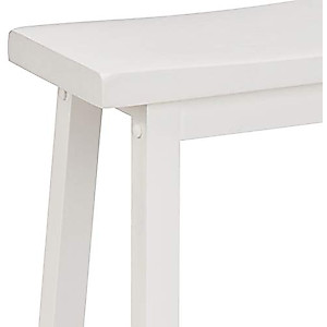 Amazon Basics Solid Wood Saddle-Seat Kitchen Counter Barstool, 29-Inch Height, White - Set of 2