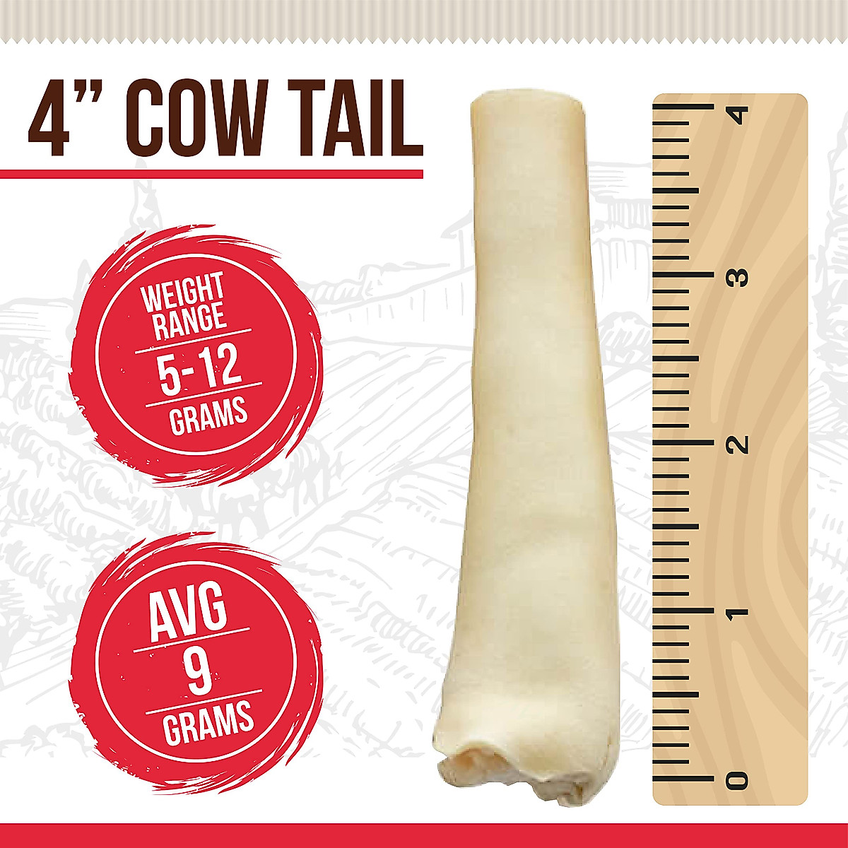 Best Dog Chews Cow Tails - 100% Natural No Steroids, No Additives -Rawhide and Odor Free Dog Treats Grass Fed Support Dental Health for All Breed Sizes Dogs and Puppies 4 inch (6 Count)