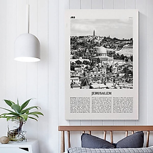 Jerusalem Print Black And White, Jerusalem Wall Art, Jerusalem Poster, Jerusalem Photo, Jerusalem De Print Canvas Poster Bedroom Decor Sports Landscape Office Room Decor Gift 12x18inch(30x45cm)