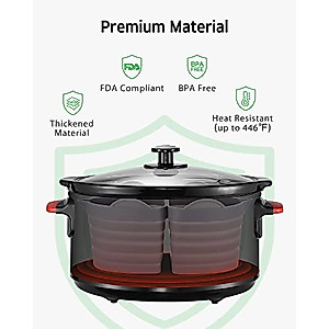 Syntus Slow Cooker Liners Divider, Large Size Crock Pot Liners Divider Insert Reusable Silicone Cooking Liner Dishwasher Safe, Fit 6QT to 8QT for Slow Cooker Crockpot, Grey