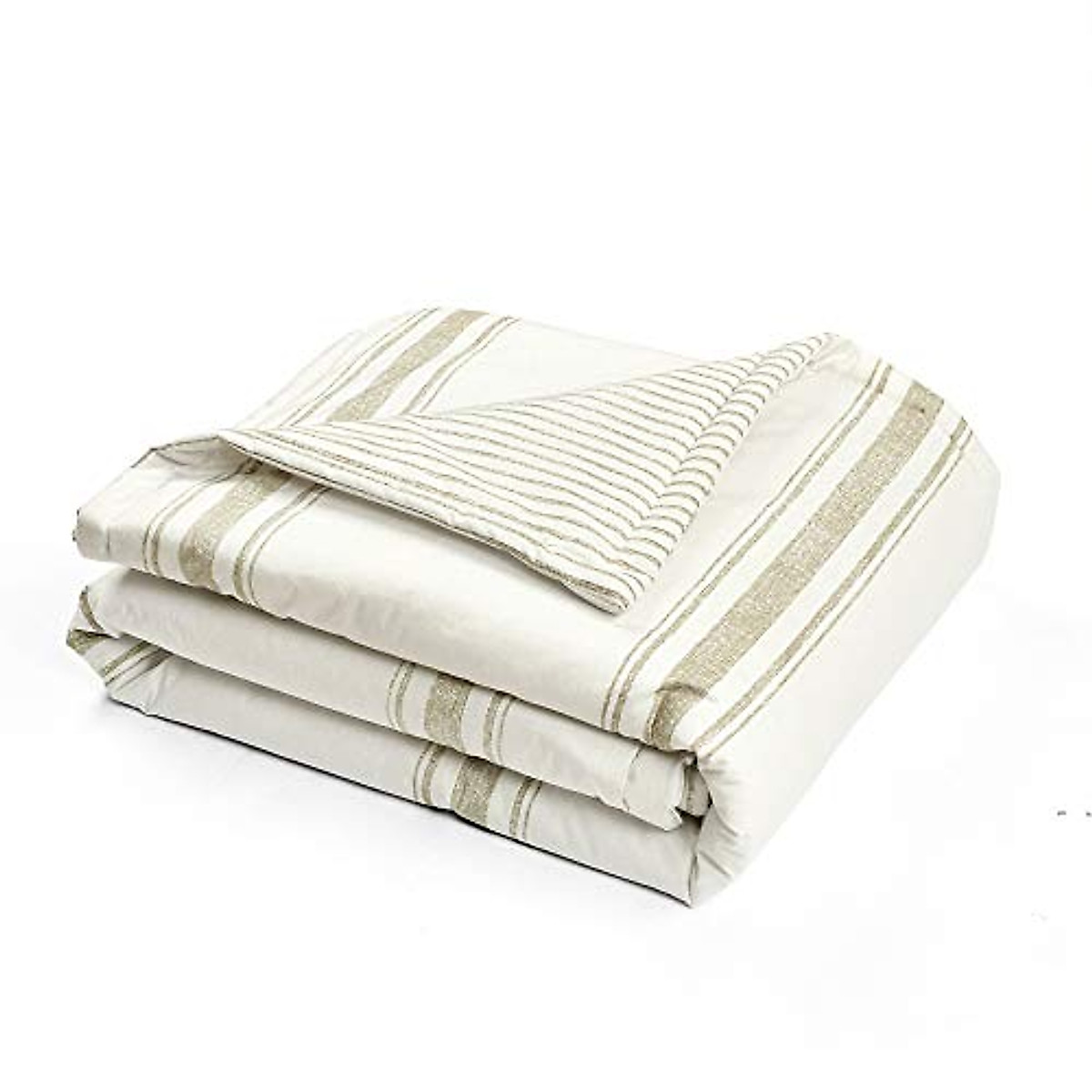 Lush Decor Farmhouse Stripe Reversible Throw, Single, 50" W x 60" L, Neutral - Classic Modern Rustic Charm - Cozy Soft Single Pinstripe Print Blanket