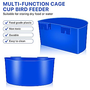 Worldity 30Pcs Chicken Feeder Cups Cage, Plastic Bird Cups, Hanging Pigeon Food Bird Feeders for Cage, Durable Cage Feeders with Hook, Perfect for Parrot Parakeet Rabbit Pet Poultry Feeding, Large