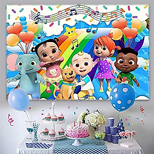 Cartoon Family Melon Backdrop for Birthday Party Supplies, 5 x 3 ft Cartoon Cocomelon Happy Birthday Banner Decorations, Baby Shower Birthday Party Decor Vinyl Background (cocomelon Backdrop)