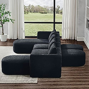 Free Combination Upholstered Reversible Modular Sectional Sofa,Rearrangeable U-Shaped Corner Cloud Deep Sleeper Sofá Bed with 2 Single Seats, Chaises and Ottomans for Living Room Office Furniture Set