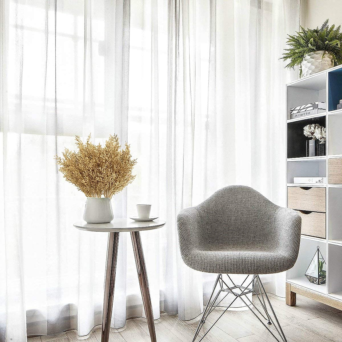 PASYOU Golden Fake Plants, Artificial Flowers Decoration for Christmas Antlers Grass Plastic Faux DIY Crafts Indoor Outdoor Home Garden Party Room Bedroom Wedding Table Centerpiece Decor, Gold 4 Pack