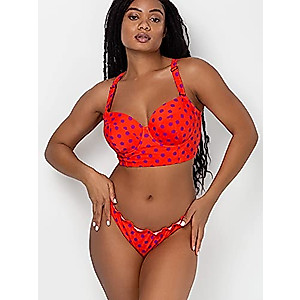 Smart & Sexy womens Plus-size Long Lined Underwire Bikini Top, Bright Polka Dot Print, 36C US