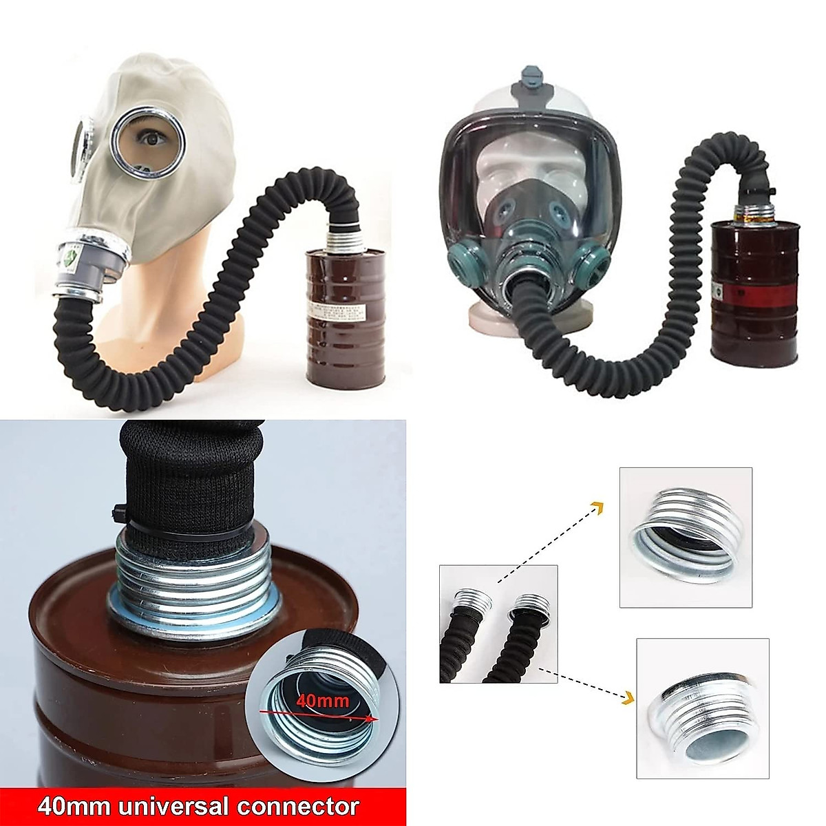 Mask Accessories Airway 0.5M Tube for Connecting Canister and Gas Mask Protective Respirator Rubber Wave Tube(Black)