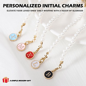 LUHOHI Letter Charm for Stanley Cup，Pearl Chain Accessories Stanley Cup Initial Charms for Handle Stuff Decor Water Bottle Jewelry Tumbler Cute Simple Modern Personalized Name ID Decorations (A)