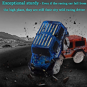 Car Track,Light Up Tracks Car(2-Pack) Glow in The Dark Racing Track Accessories Compatible with Most Tracks,Boys & Girls (style1：red+Blue)