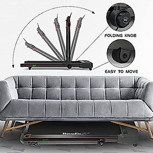 HouseFit Under Desk Treadmill with Bluetooth APP for Walking and Running Mode 2 in 1 Small Treadmill for Apartment with iPad and Phone Support LCD Display