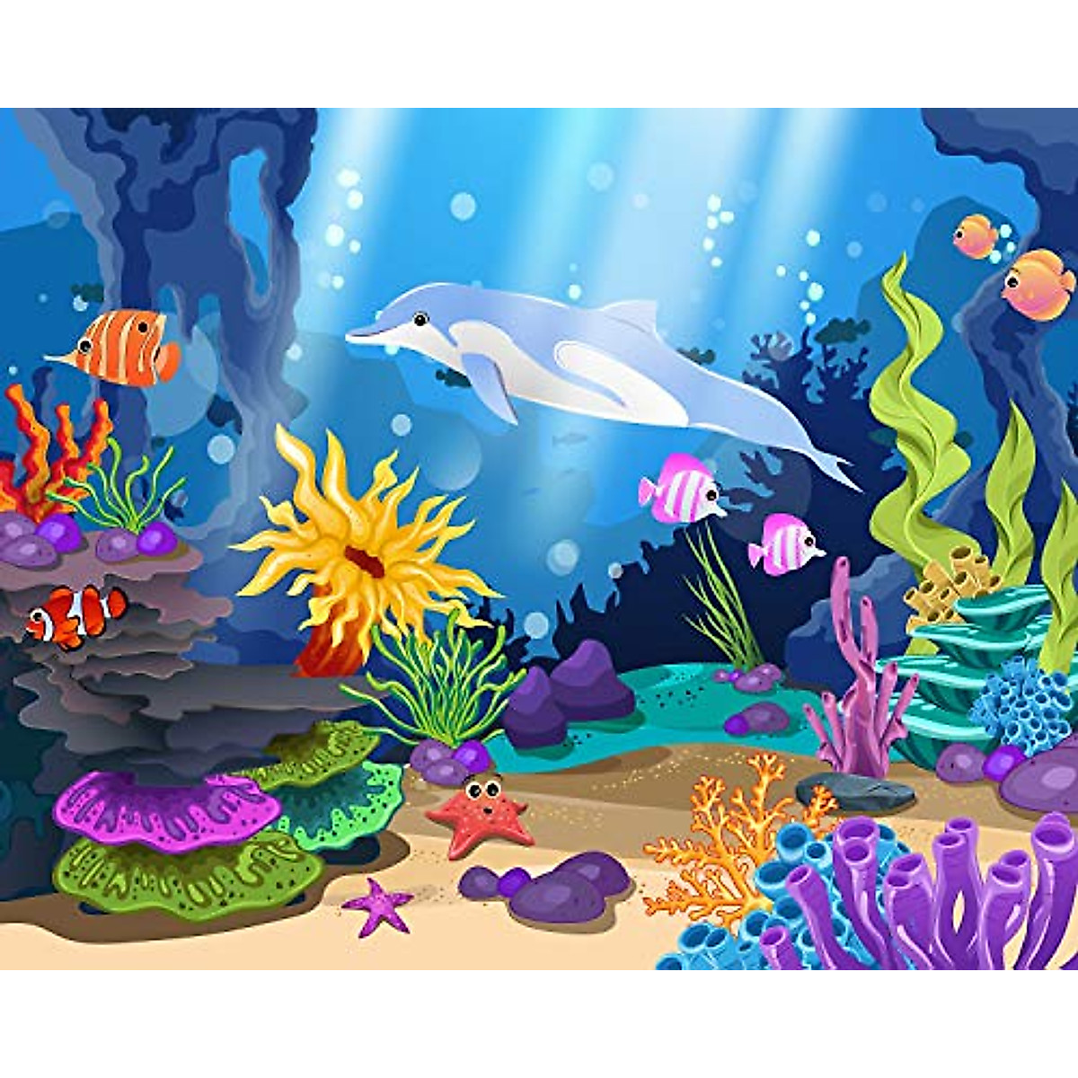 Tookeen Paint by Numbers Kits for Childrens and Adult Beginners - Color Painting DIY Craft Kits - 20x16 Inch Acrylic Oil Painting On Canvas- Painting Set for Boy, Girl, Colorful Dolphin