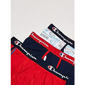 Champion Men's Everyday Cotton Stretch Boxer Briefs 3-Pack, Red/Navy, Large