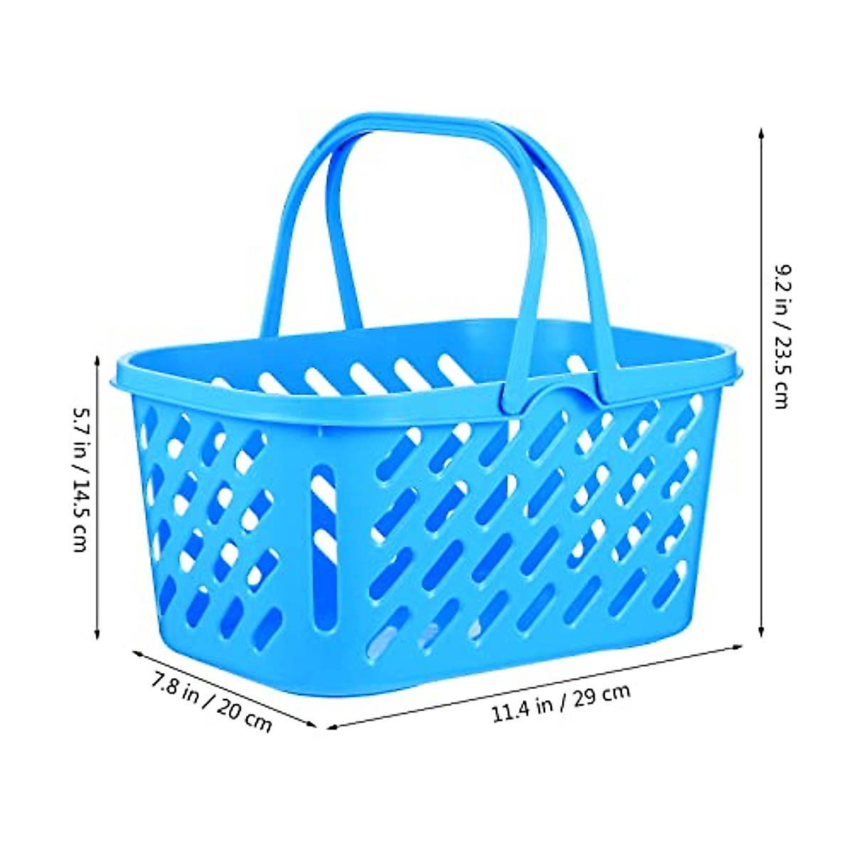 Alipis Play Grocery Basket Mini Shopping Basket Plastic Grocery Basket with Handle, Toys Storage Organizer Kitchen Storage Baskets, Blue, 2Pcs