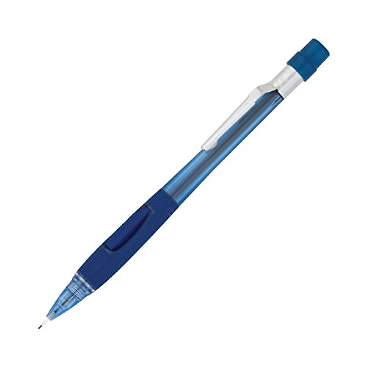 Pentel Quicker Clicker Automatic Pencil, 0.7mm Lead Size, Transparent Blue Barrel, Box of 12 (PD347TC)