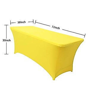 Obstal 6ft Stretch Spandex Table Cover for Standard Folding Tables - Universal Rectangular Fitted Tablecloth Protector for Party （Yellow, 72 Length x 30 Width x 30 Height Inches）